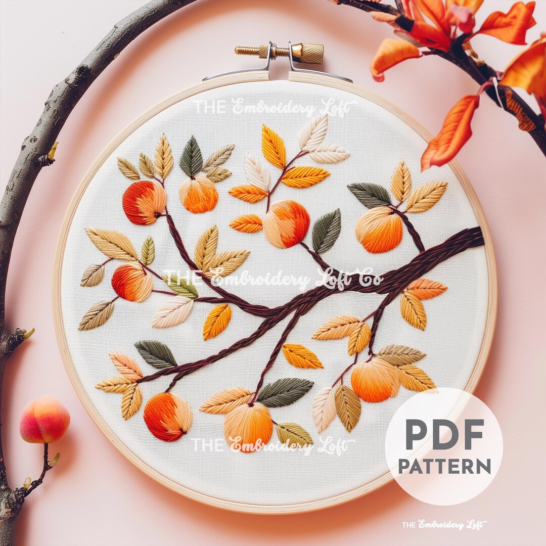 Peach Tree Hand Embroidery Pattern, Peaches Pattern, Peaches, Summer ...