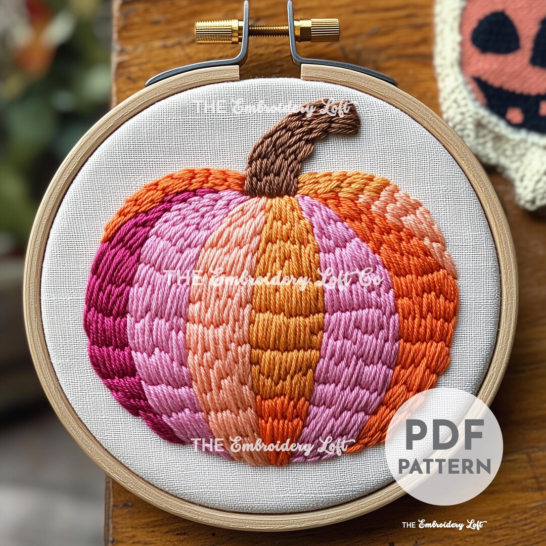 Retro Pumpkin Hand Embroidery Pattern, Halloween Pattern, Halloween ...