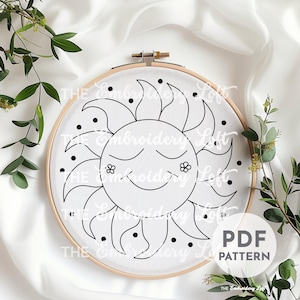 Baby Sun Hand Embroidery Pattern, Smiling Sun Pattern, Cute Sun Pattern ...