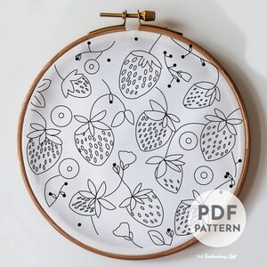 Strawberries Hand Embroidery Pattern, Strawberries Pattern ...