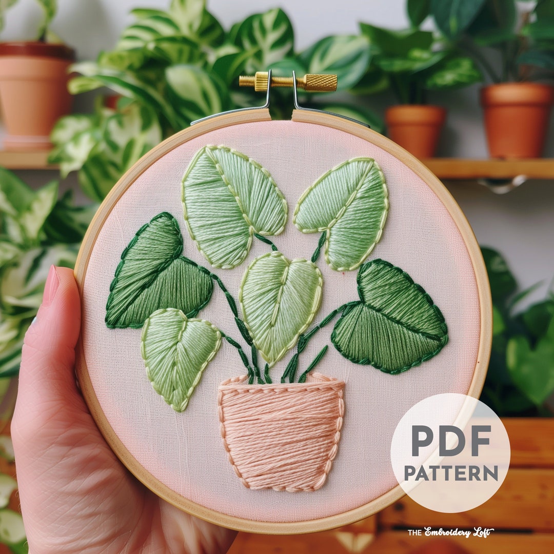 Pothos Hand Embroidery Pattern, Pothos Plant, House Plants Pattern ...