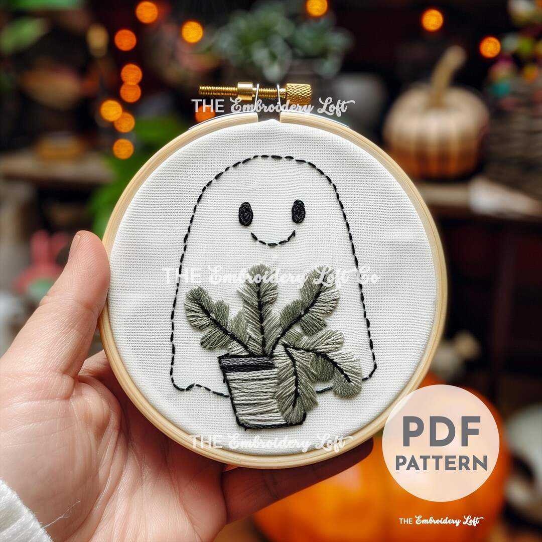 Cute Ghost Hand Embroidery Pattern, Ghost Design, Witchy Embroidery ...