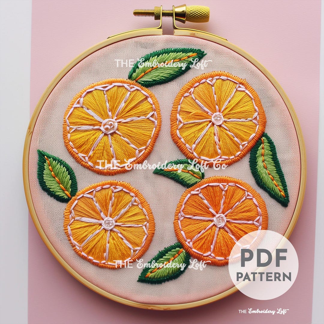Oranges Hand Embroidery Pattern, Orange Pattern, Orange Slices Pattern ...