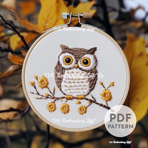 Owl Hand Embroidery Pattern, Owl Pattern, Owl Embroidery, Wise Owl ...