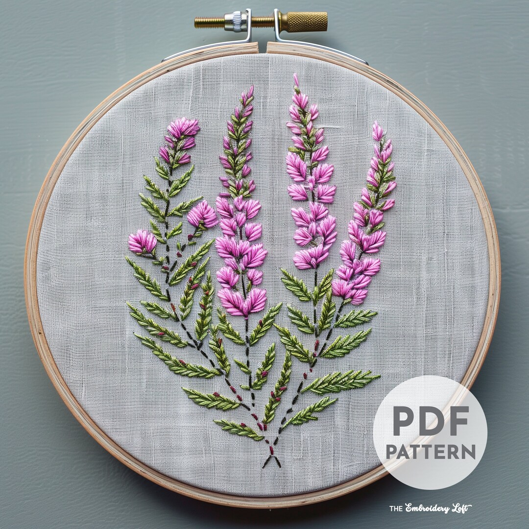 Pink Highland Heathers Hand Embroidery Pattern, Highland Heathers ...