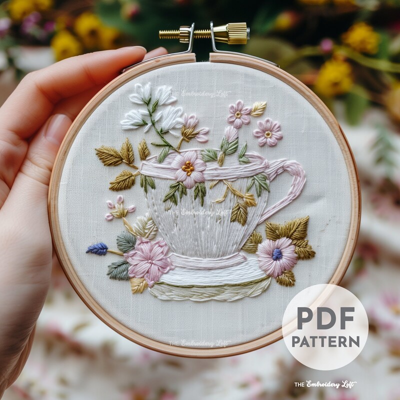 Tea Cup With Flowers - Etsy