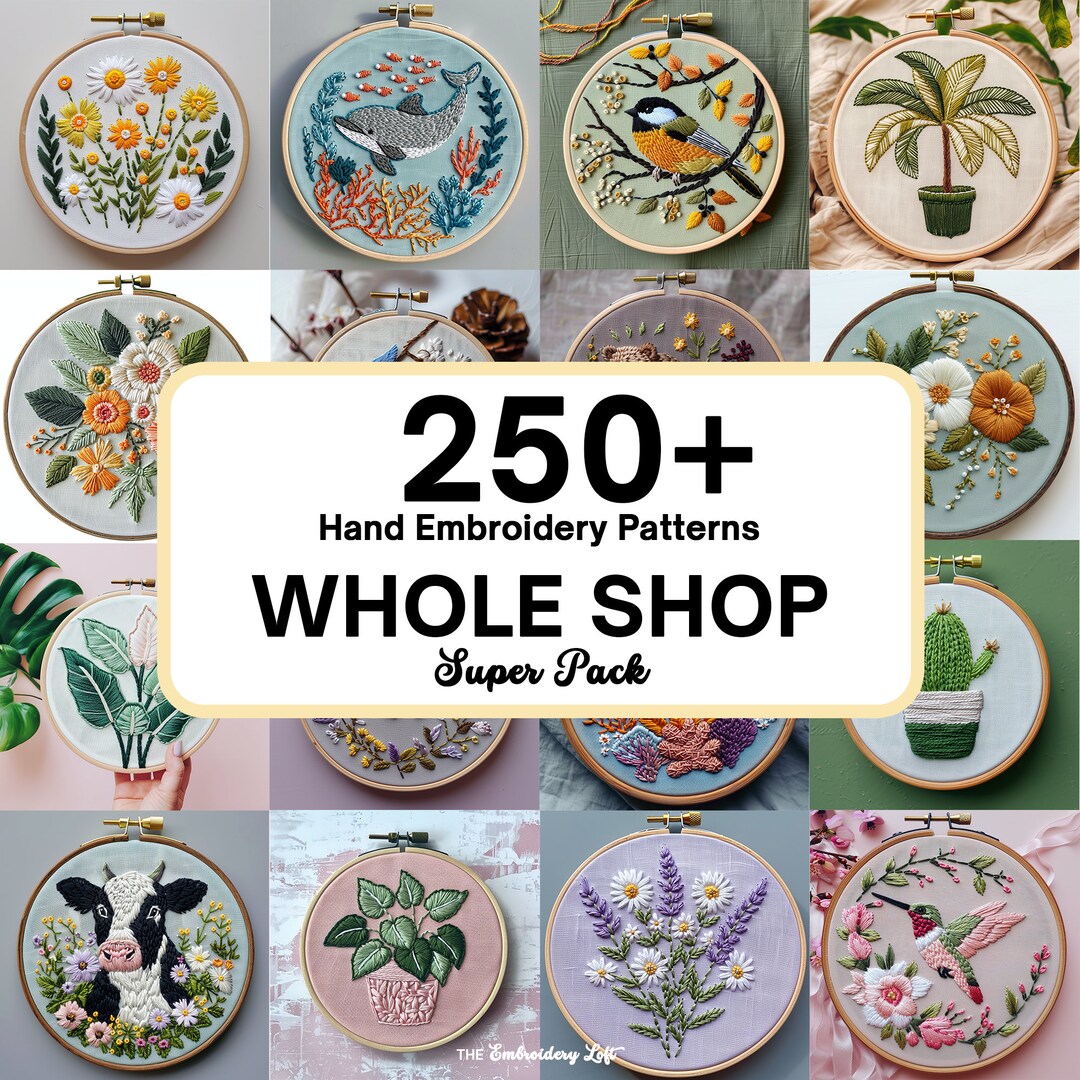 WHOLE SHOP BUNDLE, Hand Embroidery Pattern Collection, Current and ...