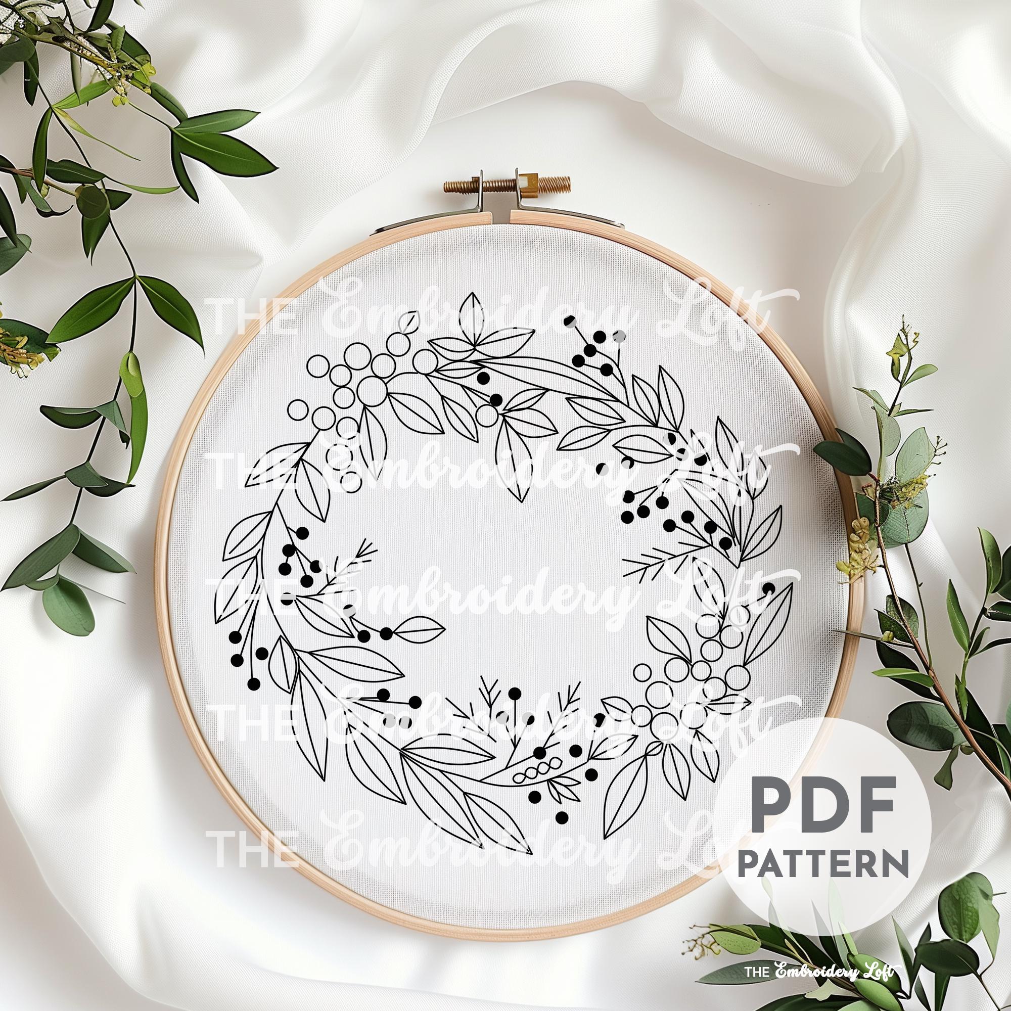 Christmas Wreath Hand Embroidery Pattern, Christmas Embroidery Pattern ...