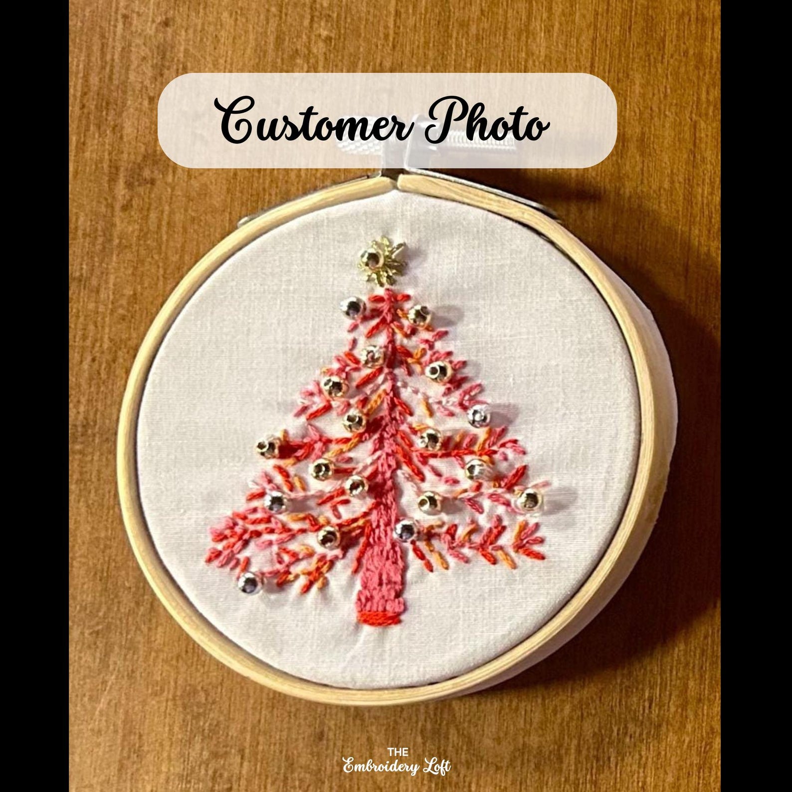Pink Christmas Tree Hand Embroidery Pattern, Pink Christmas Decor, DIY ...