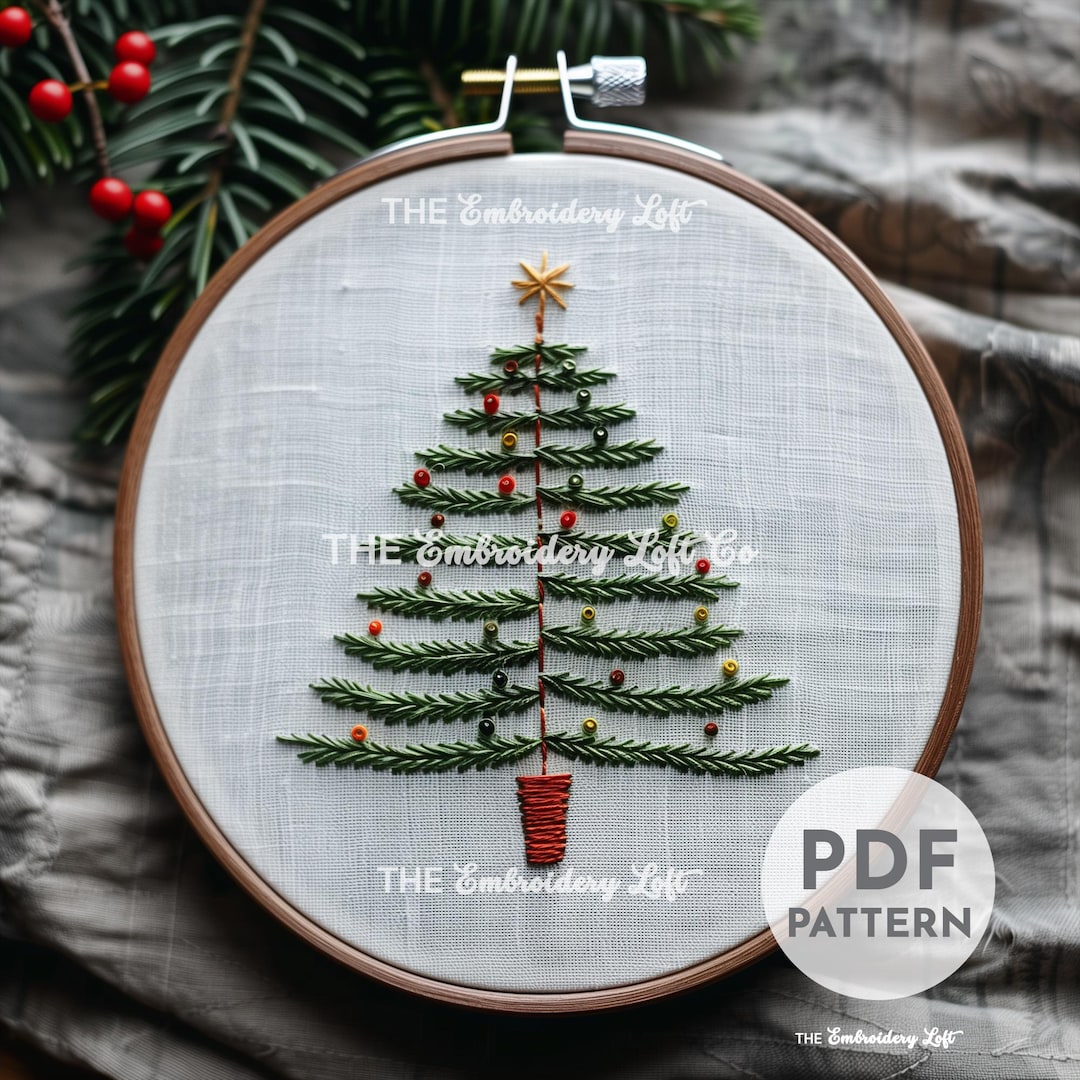 Christmas Tree Hand Embroidery Pattern, Beginner Embroidery, Christmas ...