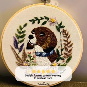 Beagle Hand Embroidery Pattern, Hunting Dog, Dog Embroidery, Pet ...