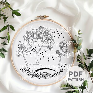 Autumn Trees Hand Embroidery Pattern, Autumn Embroidery Pattern, Autumn ...