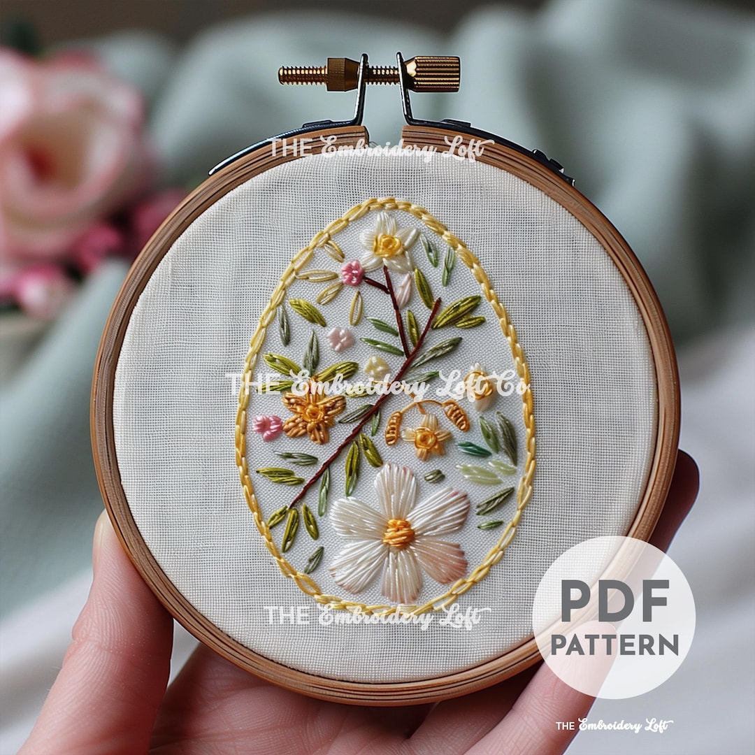 Easter Egg Hand Embroidery Pattern, Floral Easter Eggs, Easter Egg ...