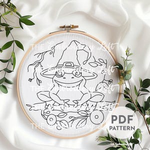 Witchy Frog Hand Embroidery Pattern, Witchy Embroidery Pattern ...