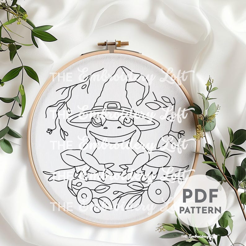 Witchy Frog Hand Embroidery Pattern, Witchy Embroidery Pattern ...