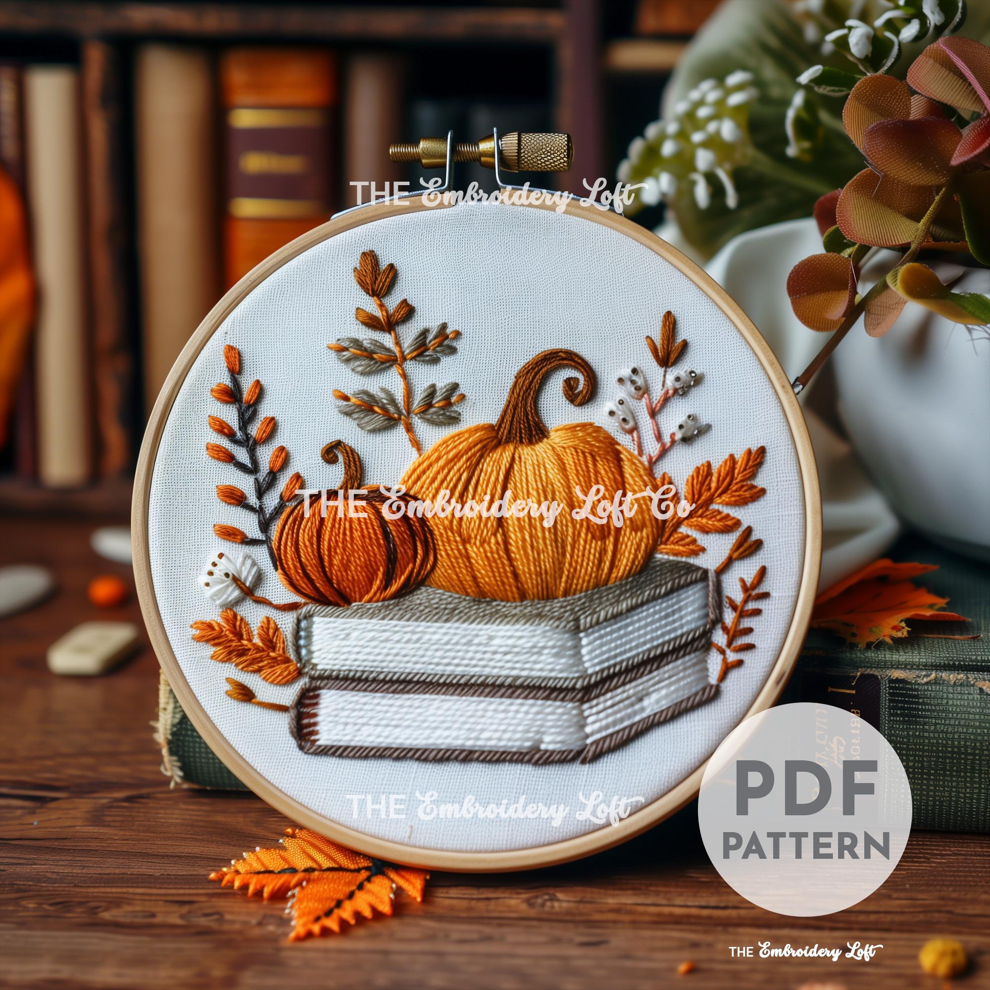 Autumn Books Hand Embroidery Pattern, Autumn Embroidery Pattern ...