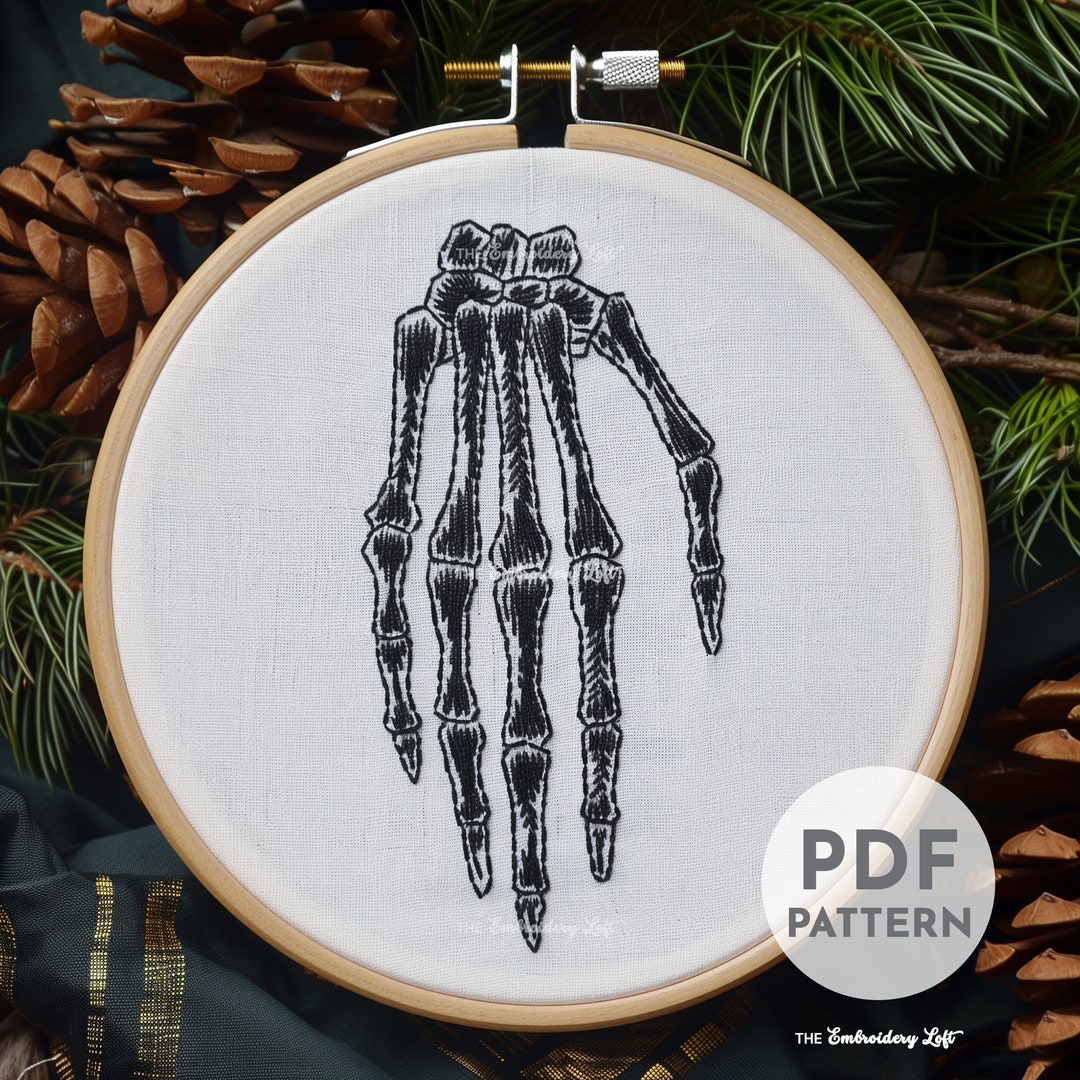 Skeleton Hand Embroidery Pattern, Skeleton Embroidery Pattern ...
