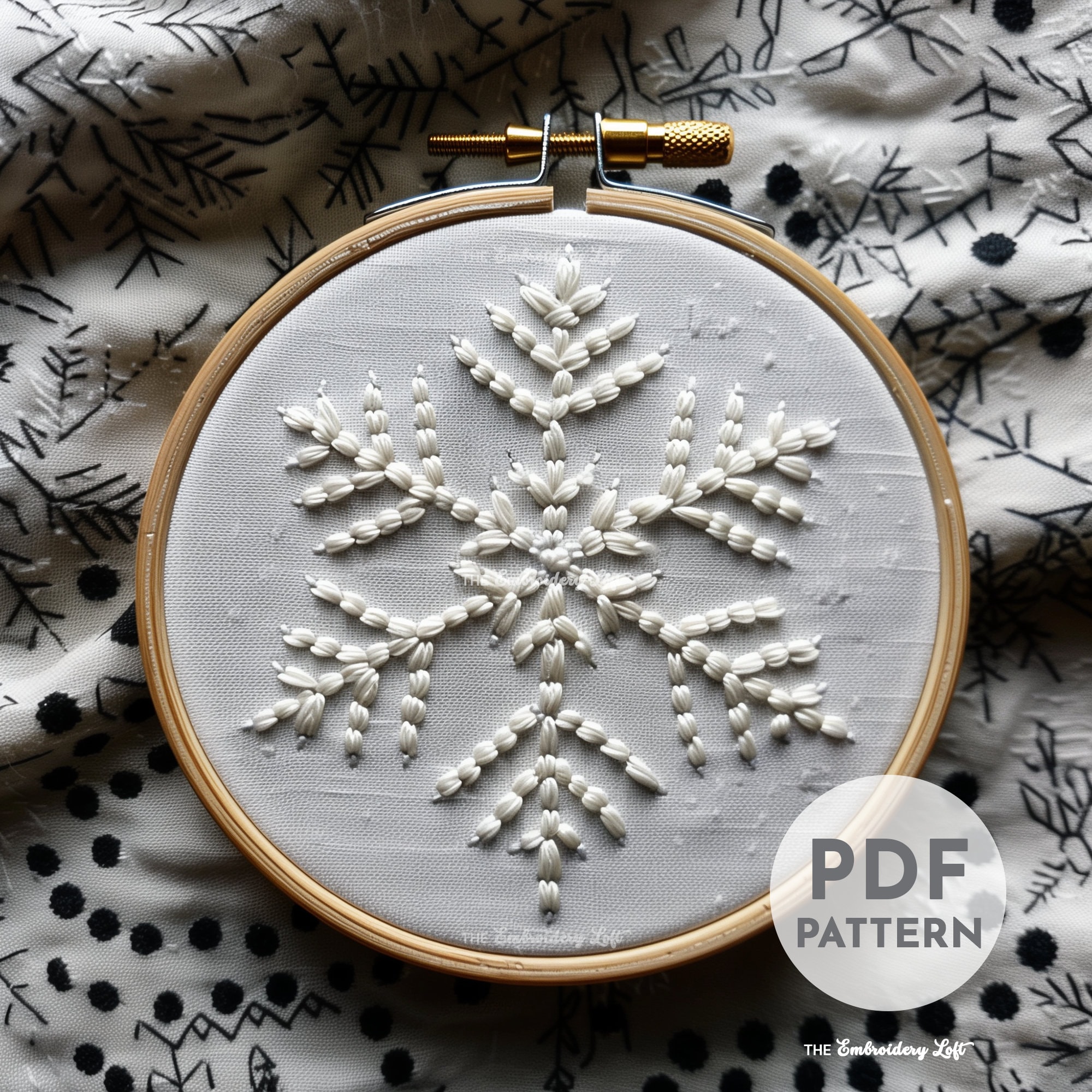 Snowflake Hand Embroidery Pattern, Christmas Embroidery Pattern, Winter ...