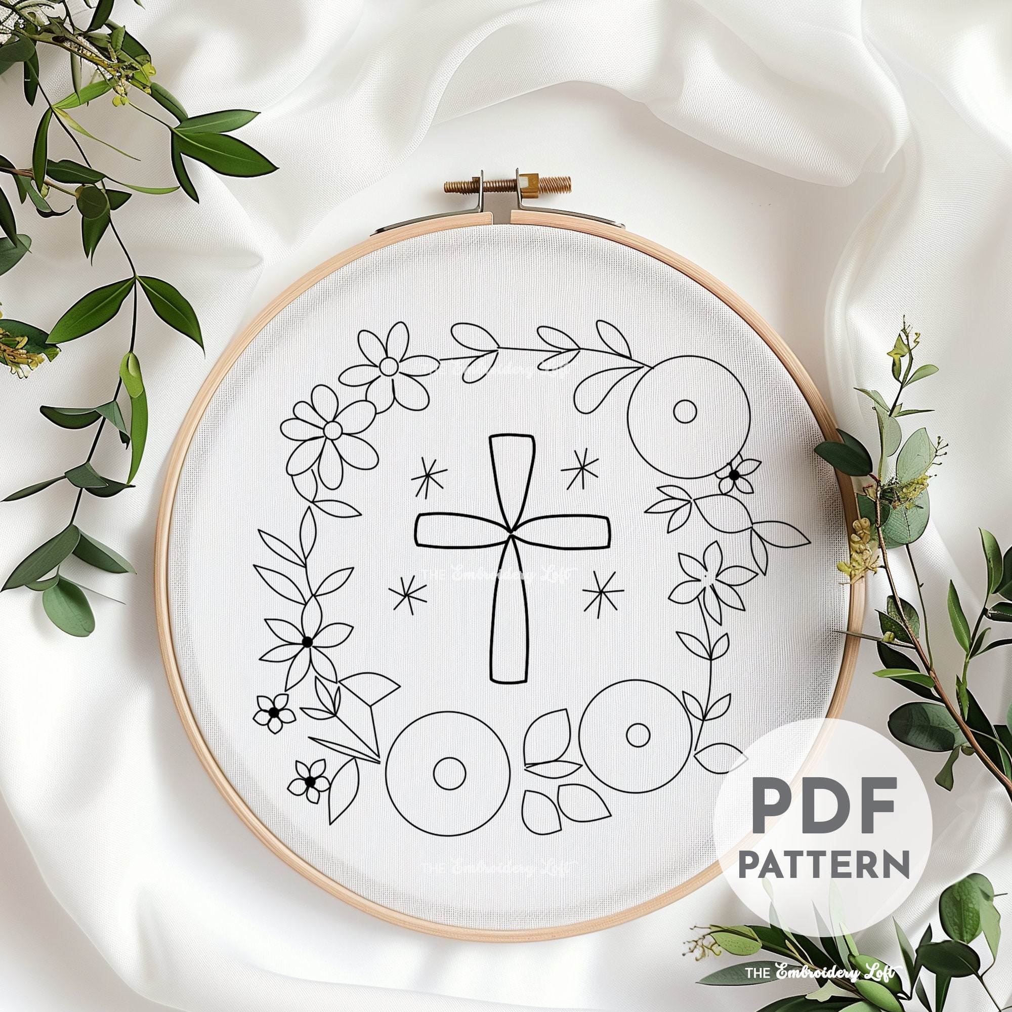 Floral Cross Embroidery Pattern, Christian Embroidery, Religious Cross ...