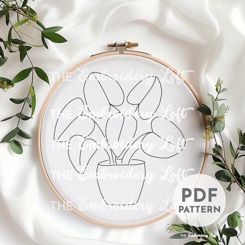 Pothos Hand Embroidery Pattern, Pothos Plant Design, House Plants ...
