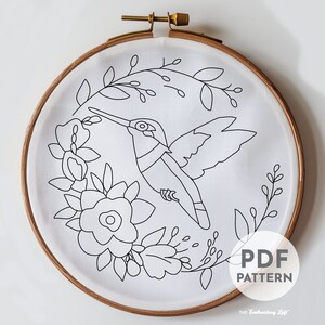 Spring Hummingbird Hand Embroidery Pattern, Hummingbird Pattern, Spring ...
