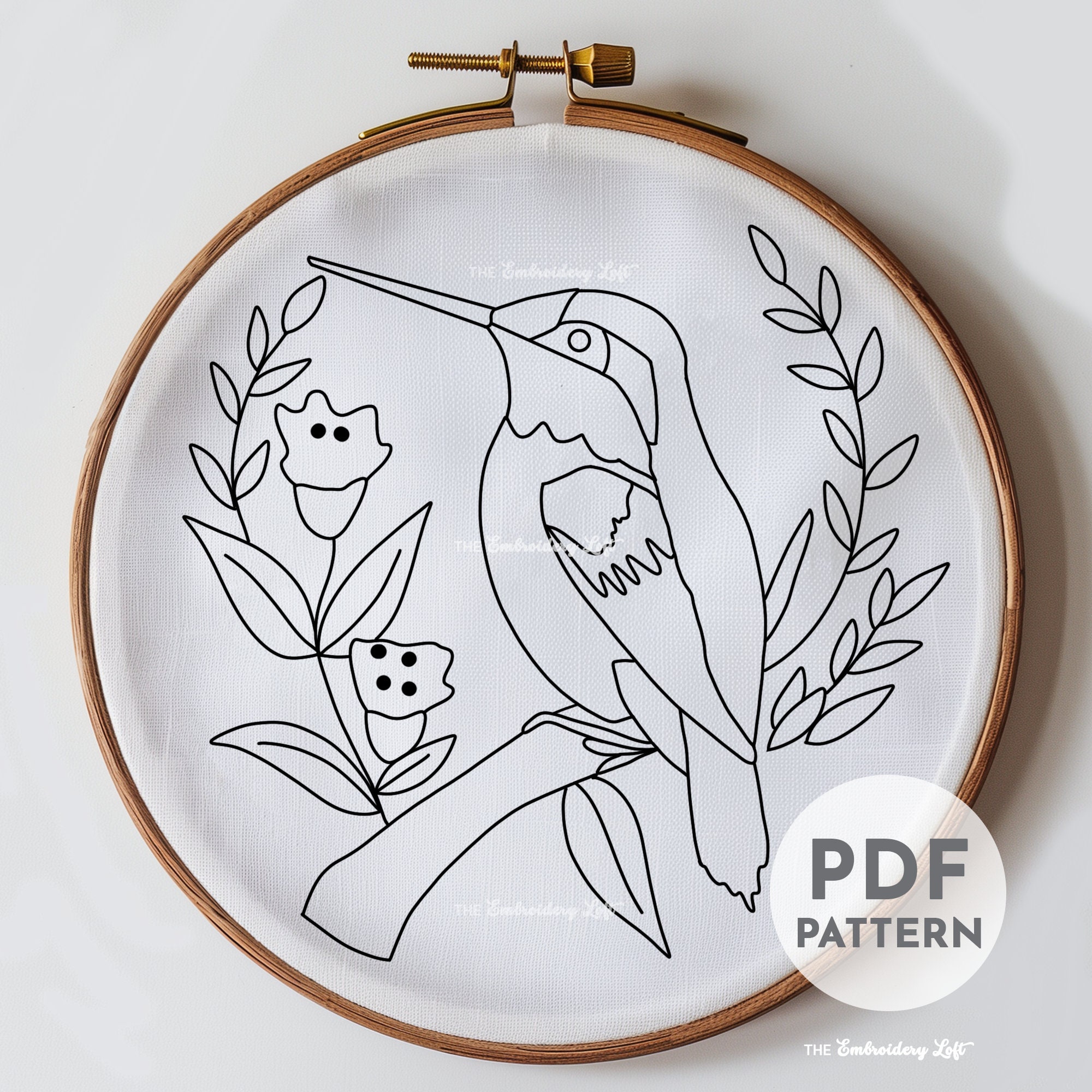 Tropical Hummingbird Hand Embroidery Pattern, Hummingbird Pattern ...