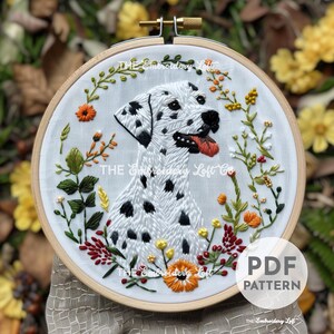 Dalmatian Hand Embroidery Pattern, Gift for Dalmatian Lovers, Dog ...