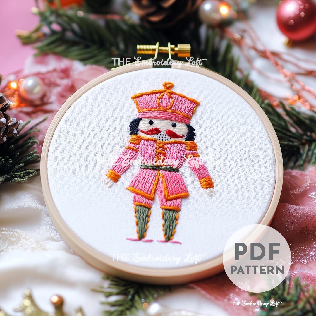 Pink Nutcracker Hand Embroidery Pattern, Beginner Embroidery, Pink ...