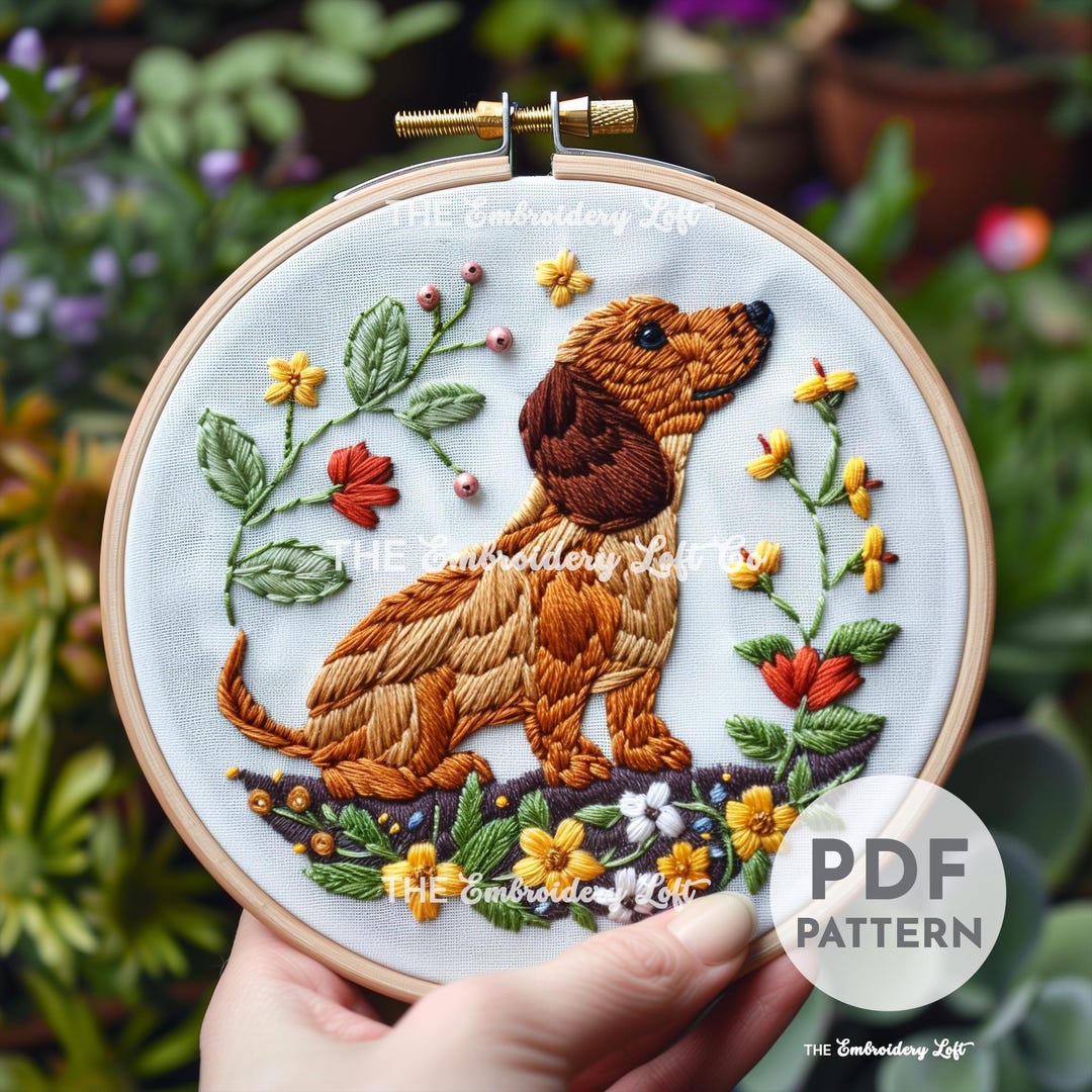 Dachshund Hand Embroidery Pattern, Wiener Dog, Dog Embroidery, Pet ...