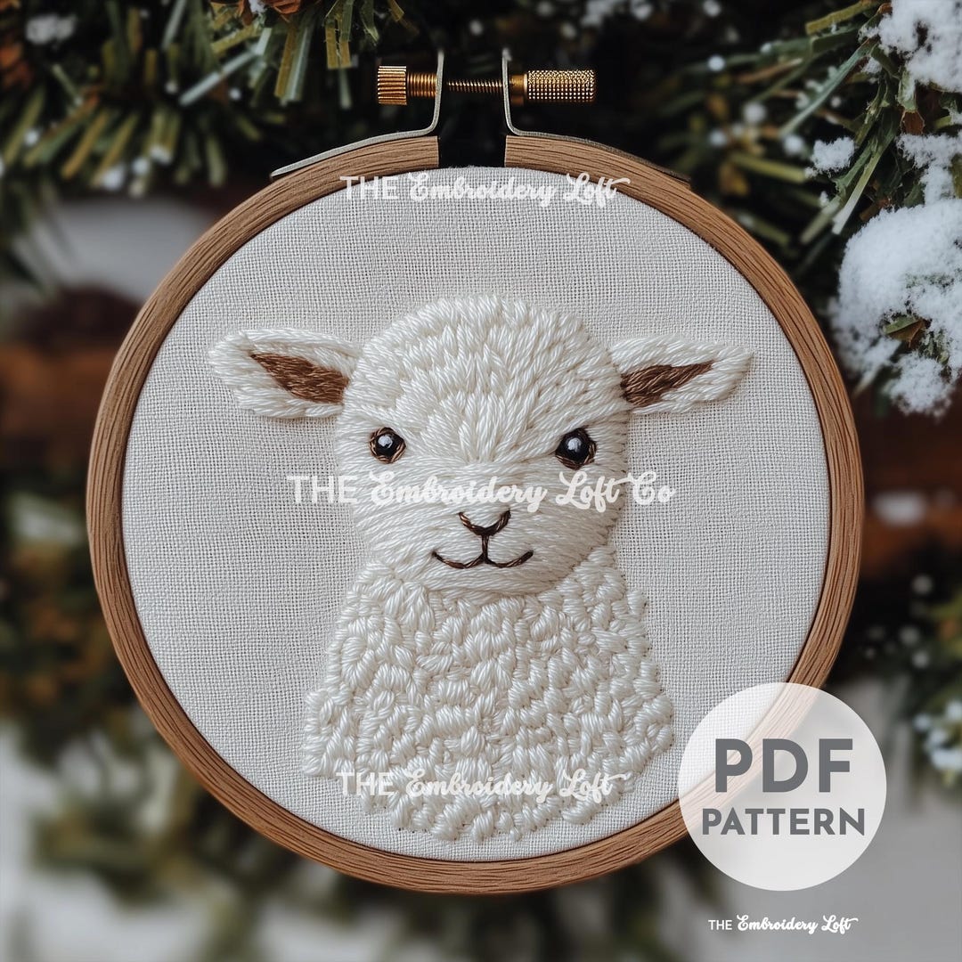 Winter Lamb Hand Embroidery Pattern, Embroidery Pattern for Beginners ...