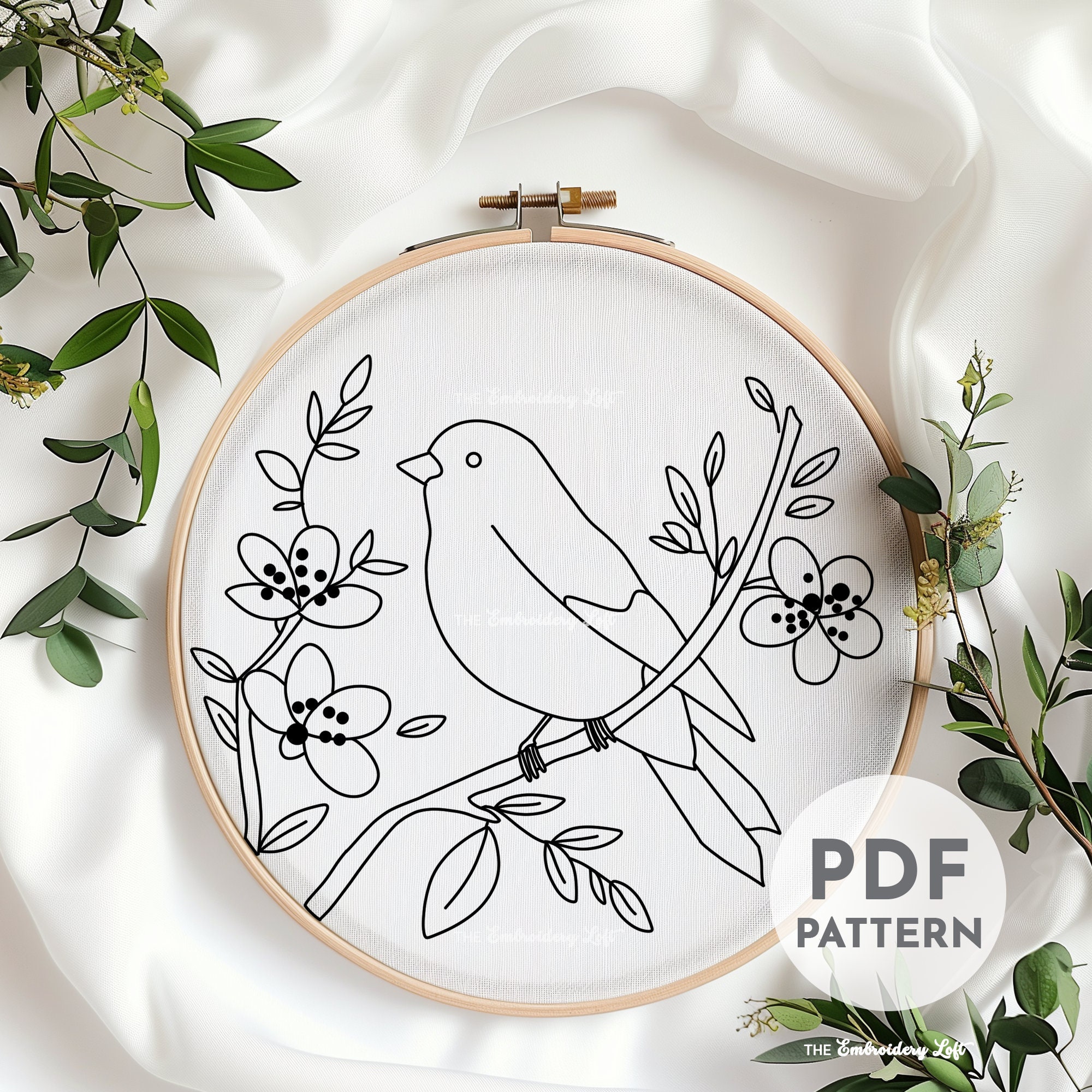 Yellow Canary Hand Embroidery Pattern, Canary Bird, Song Bird, Yellow ...