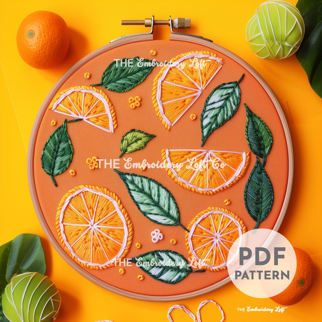 Orange Slices Hand Embroidery Pattern, Orange Pattern, Citrus ...