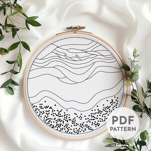 Ocean Waves Hand Embroidery Pattern, Beach Embroidery Pattern, Ocean ...
