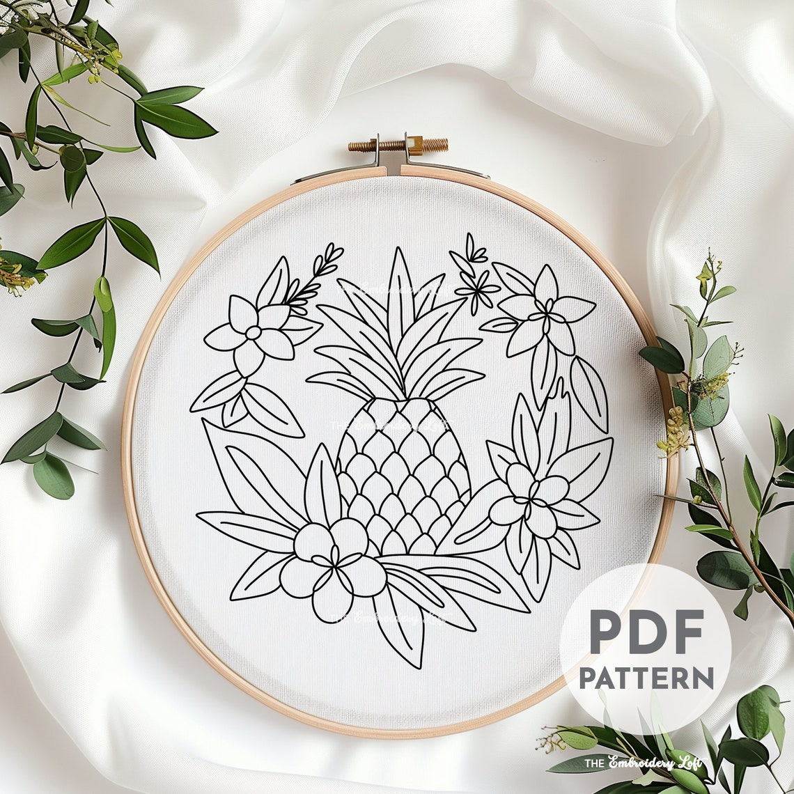 Pineapple Hand Embroidery Pattern, Tropical Embroidery, Pineapple ...