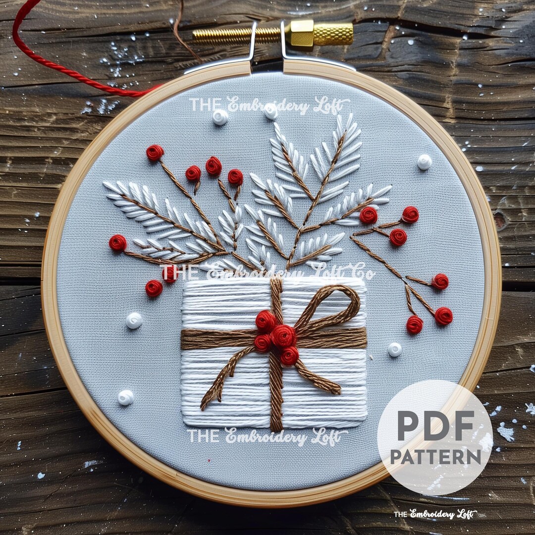 Christmas Present Hand Embroidery Pattern, Gift Design, Christmas ...