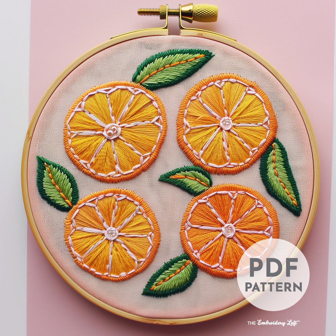 Oranges Hand Embroidery Pattern, Orange Pattern, Orange Slices Pattern ...