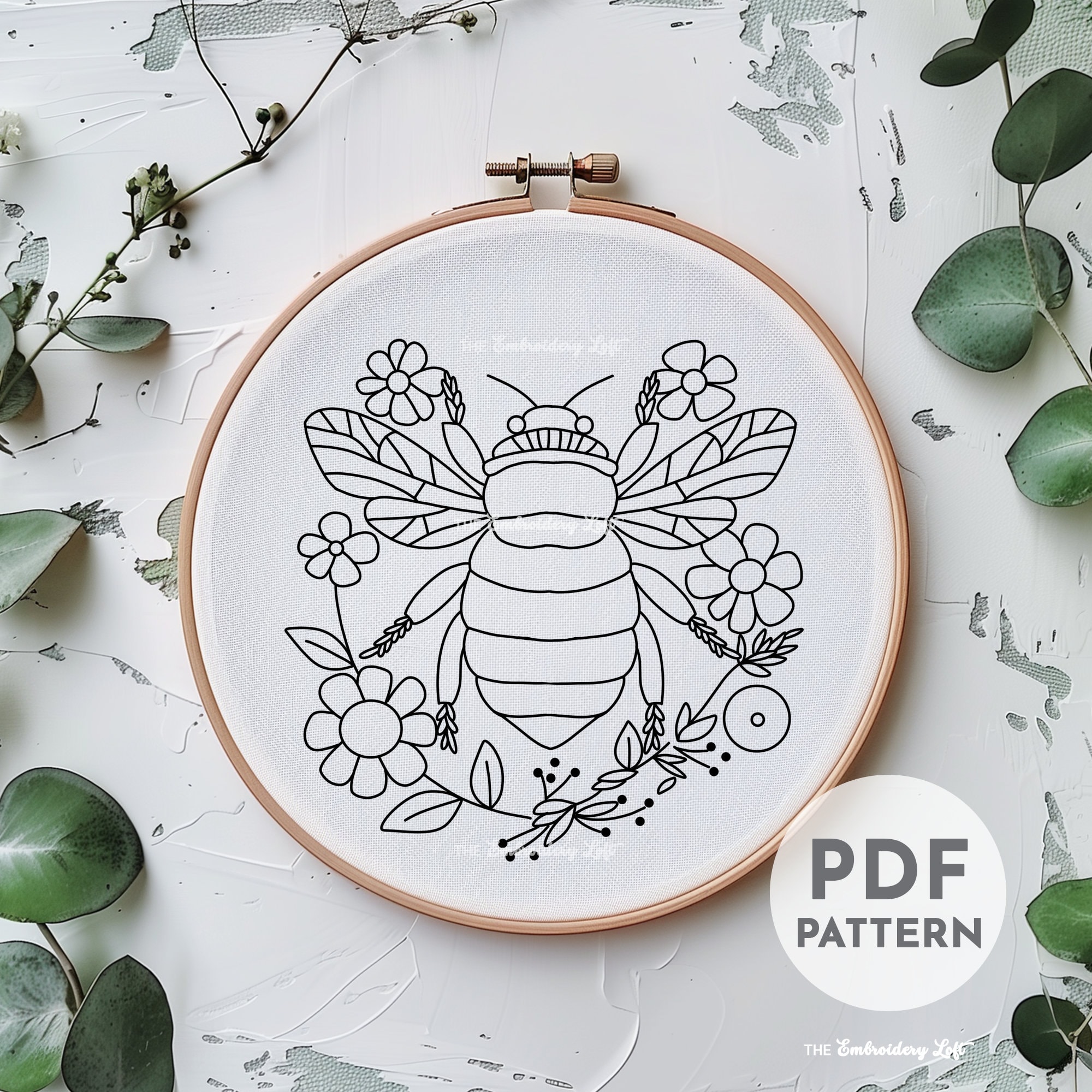 Bumble Bee Hand Embroidery Pattern, Honey Bee Pattern, Cute Bee Pattern ...