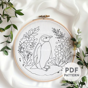 Penguin Hand Embroidery Pattern, Cute Penguin, Penguin Pattern ...