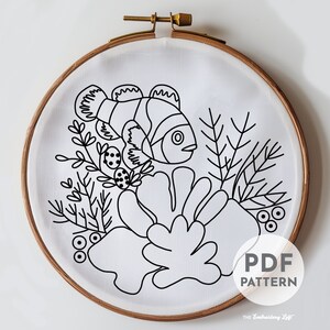 Clown Fish Hand Embroidery Pattern, Fish Pattern, Ocean Pattern, Hand ...