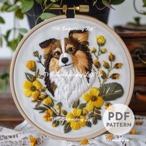 Sheltie Hand Embroidery Pattern, Gift for Sheltie Lovers, Dog ...