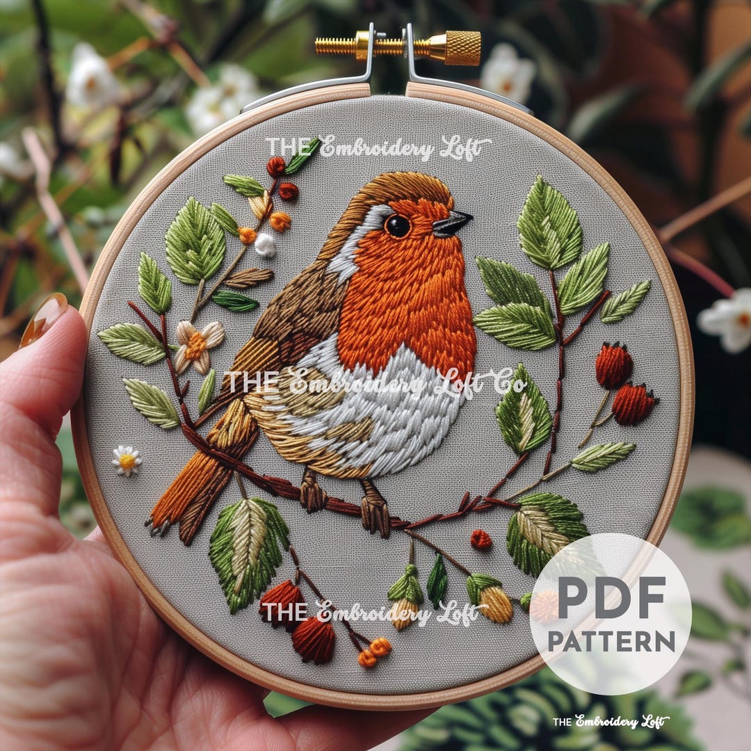 Spring Robin Hand Embroidery Pattern, Robin Pattern, Spring Bird ...