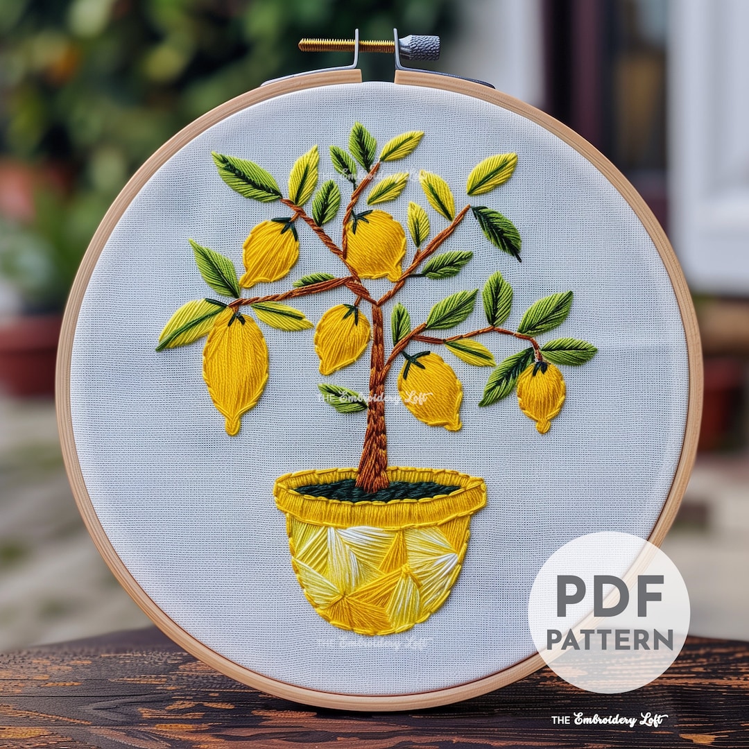 Lemon Tree Hand Embroidery Pattern, Lemon Tree Design, Lemon Tree Art ...