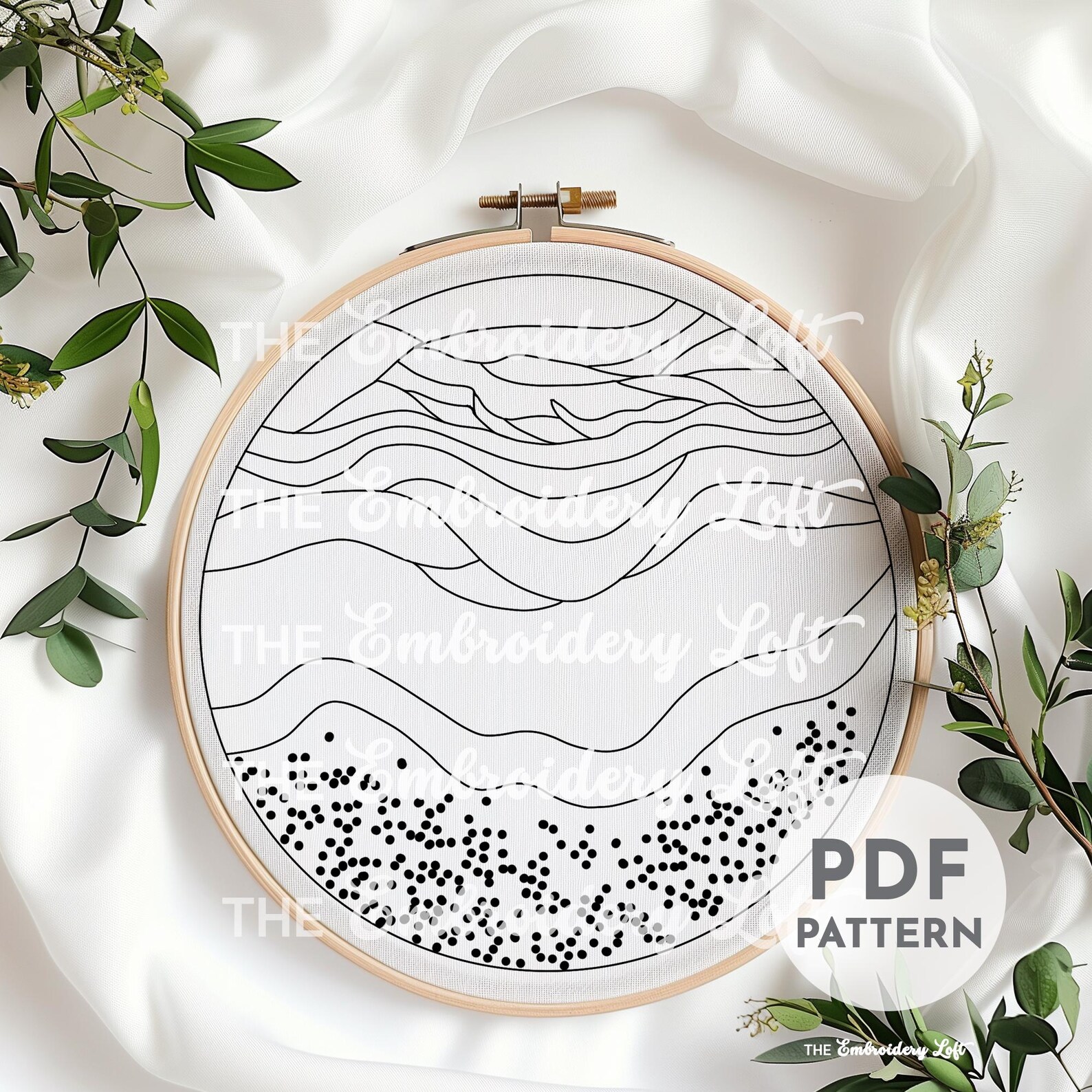 Ocean Waves Hand Embroidery Pattern, Beach Embroidery Pattern, Ocean ...