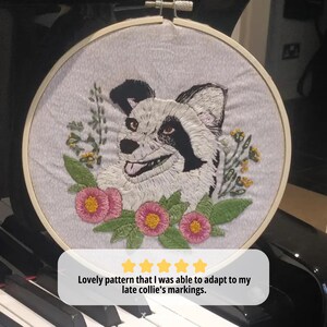 Border Collie Hand Embroidery Pattern, Herding Dog, Dog Embroidery, Pet ...