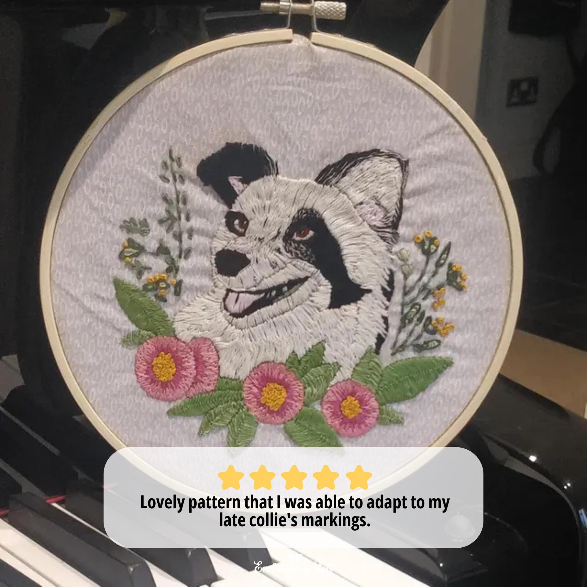 Border Collie Hand Embroidery Pattern, Herding Dog, Dog Embroidery, Pet ...