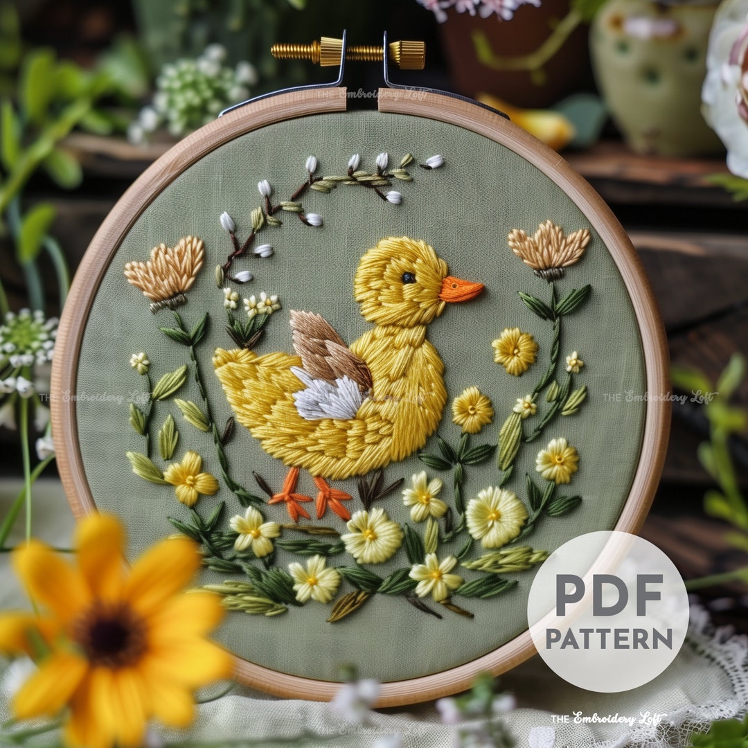 Baby Duck Hand Embroidery Pattern, Duckling Pattern, Cute Duck Pattern ...