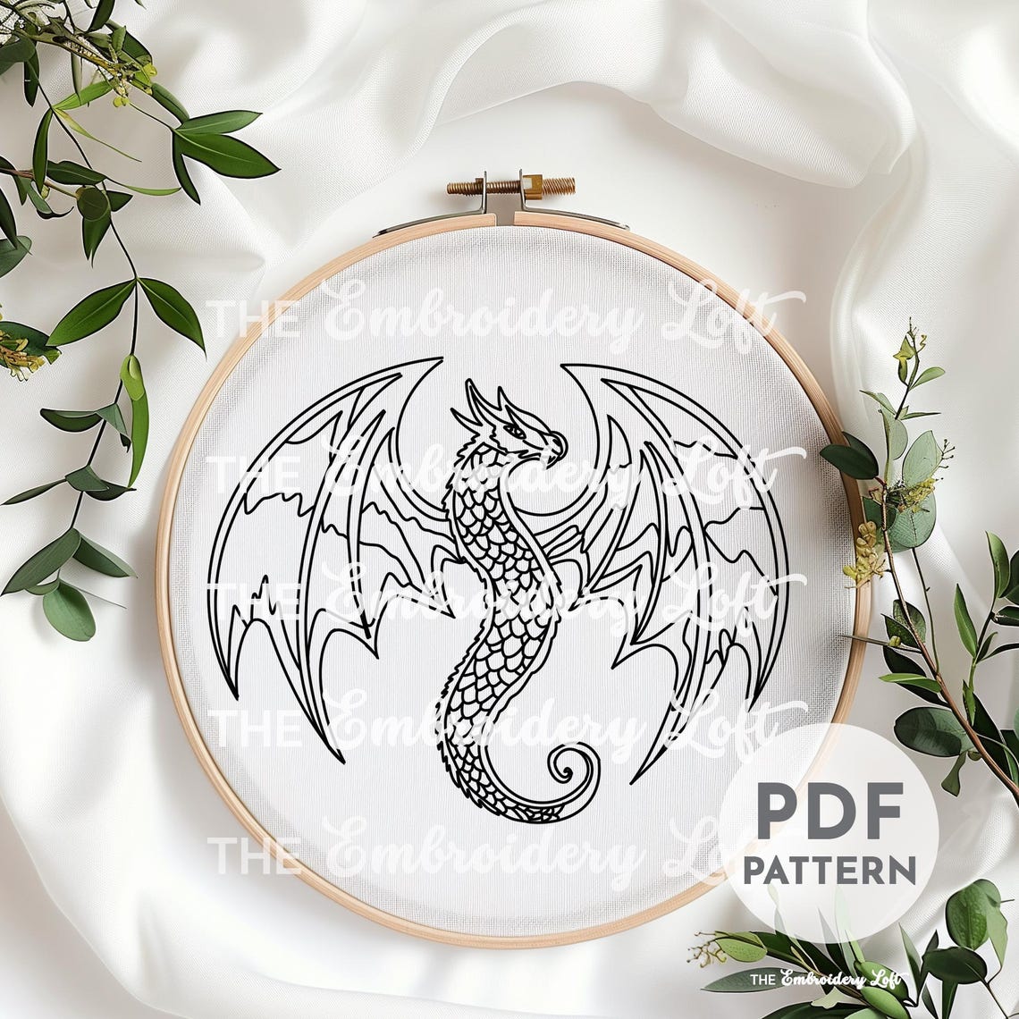 Amphithere Hand Embroidery Pattern, Winged Serpent Embroidery Pattern ...