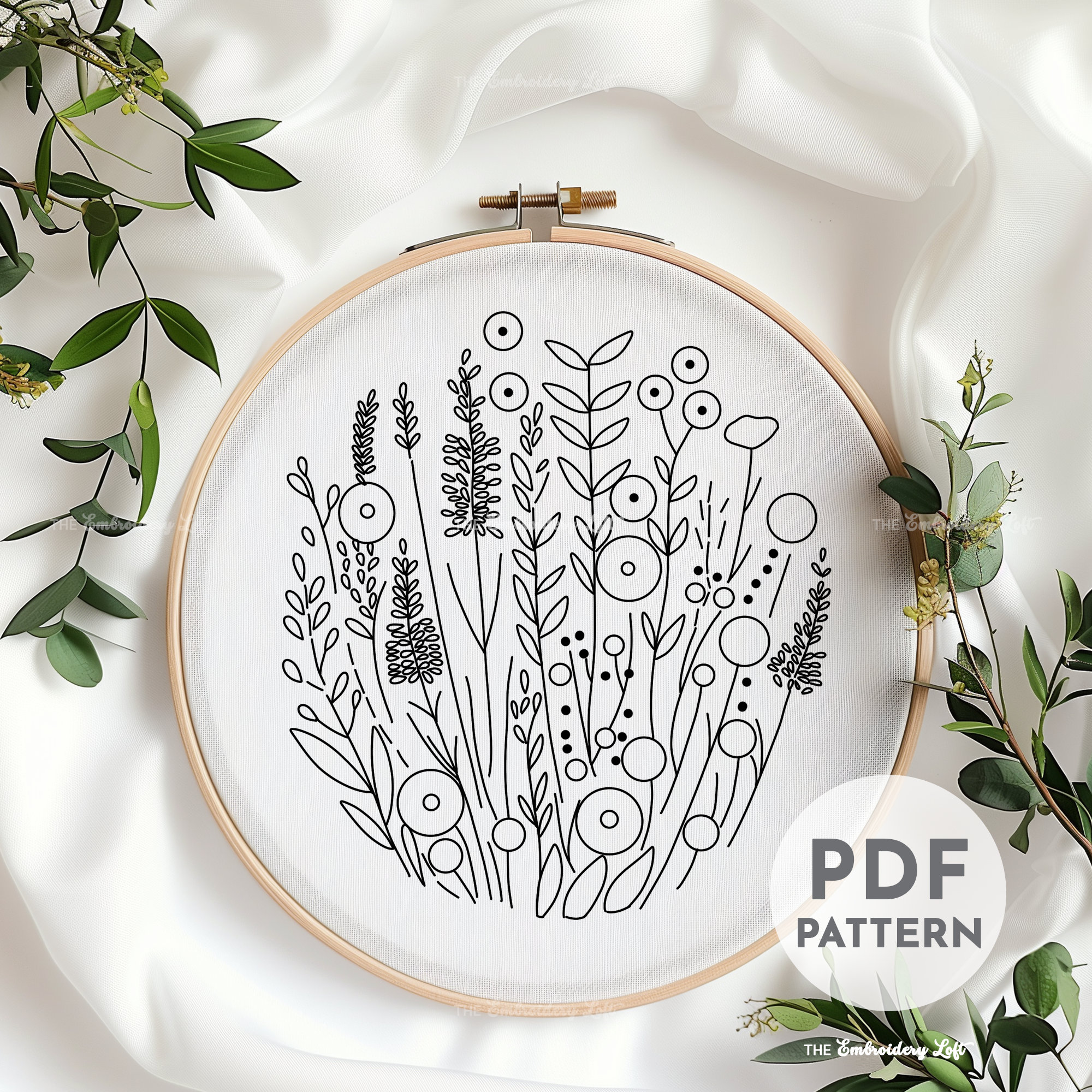 Meadow of Wildflowers Hand Embroidery Pattern, Wildflowers Pattern ...