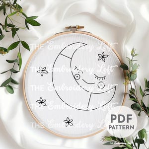 Baby Crescent Moon Hand Embroidery Pattern, Mystical Crescent Moon ...
