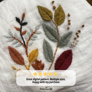 Autumn Leaves Hand Embroidery Pattern, Fall Leaf, Autumn Embroidery ...